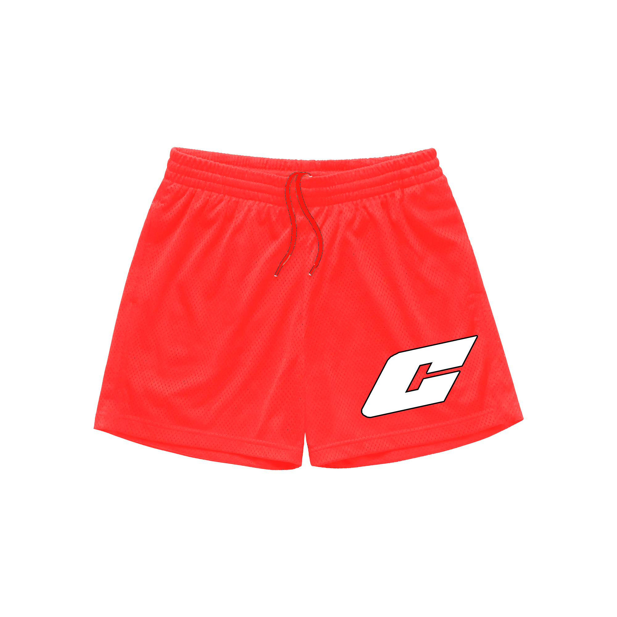 “C Logo” Mesh Shorts in Red Colorway